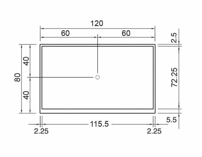 BASE PARA REGADERA RECTANGULAR CHICA 120 x 80 x 16cm